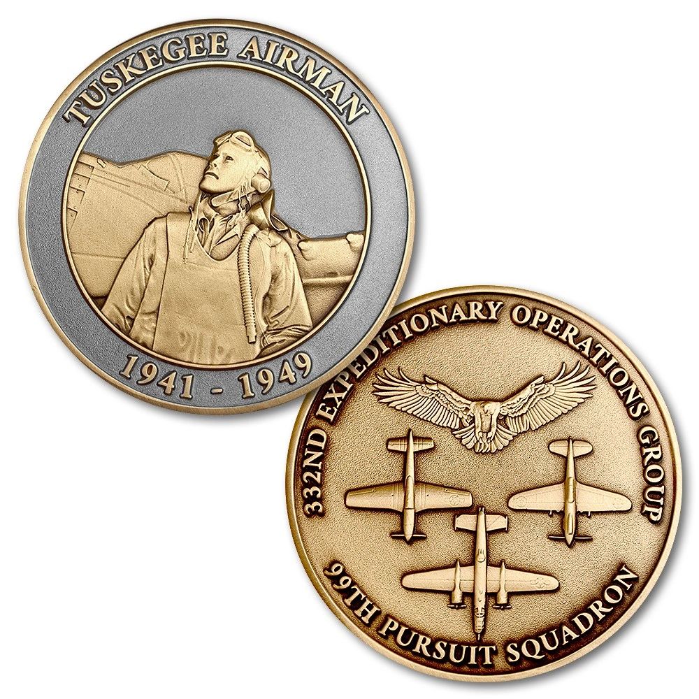 Tuskegee Airmen Challenge Coin in Protect Vinyl Pouch, 1 1/2" CC-0102