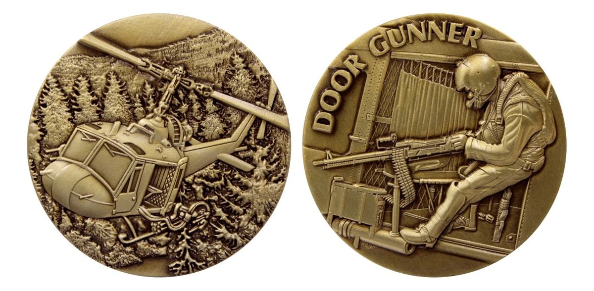 Bell UH-1 Iroquois (Huey) Door Gunner Challenge Coin in Protective ...