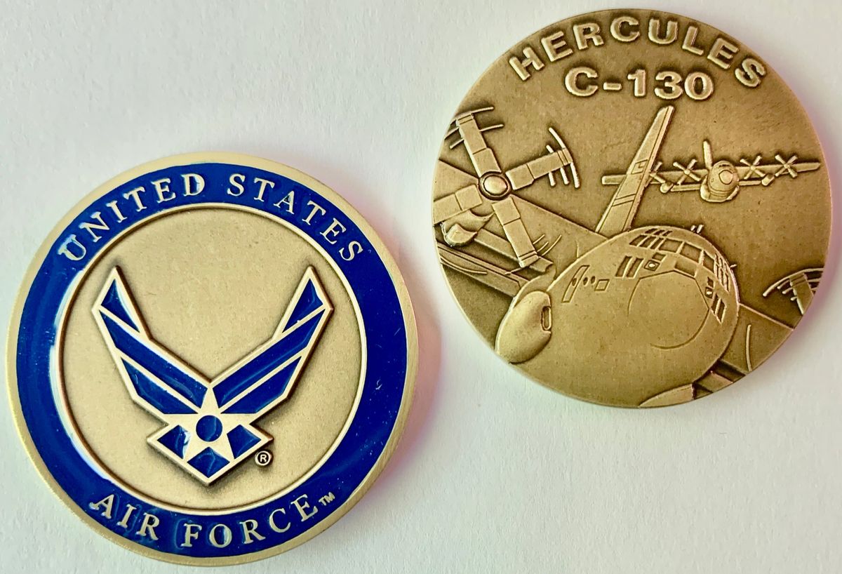 Lockheed C-130 Hercules Challenge Coin in Protective Vinyl Pouch, USAF ...