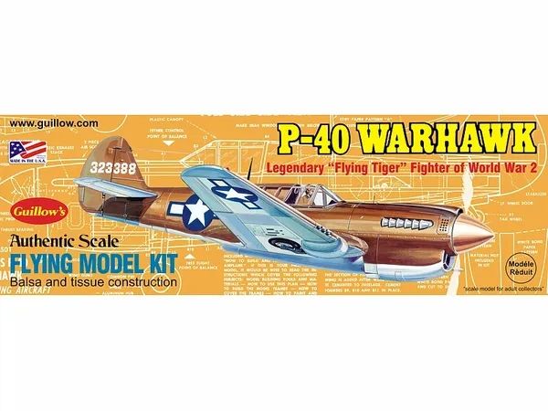 Guillow's Curtiss P-40 Warhawk Balsa Wood Model Airplane Kit GUI-501