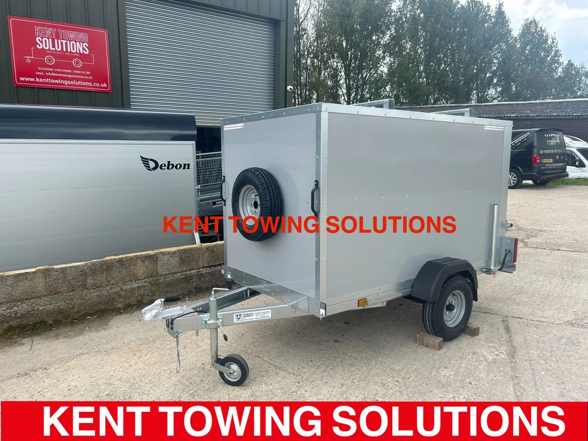 New Silver Tickners ECO 744 7FT x 4FT x 4FT Box Trailer with Roof Bars ...