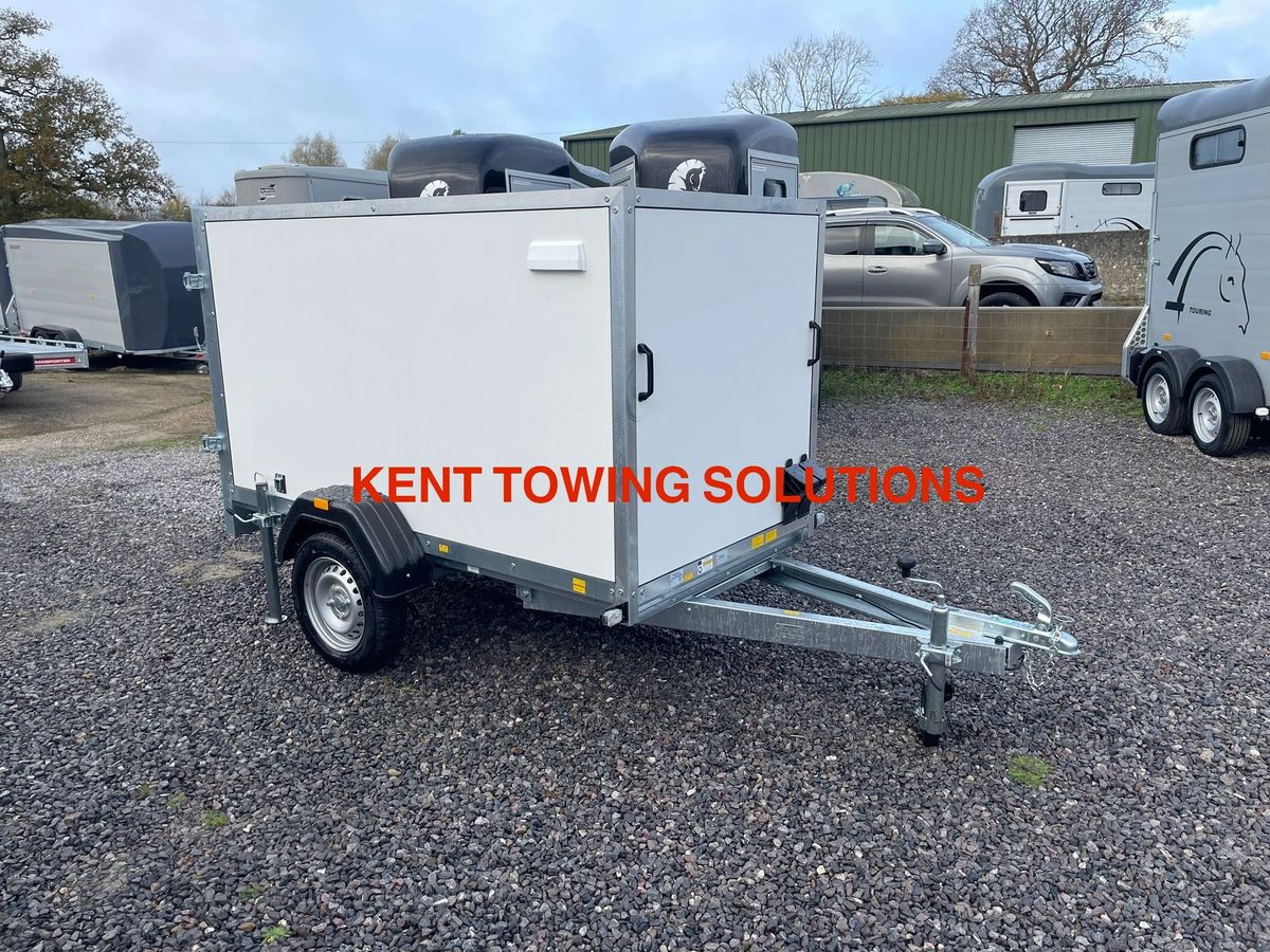 New Debon C220 7ft x 4ft x 4ft Unbraked Single Axle Box Trailer in White