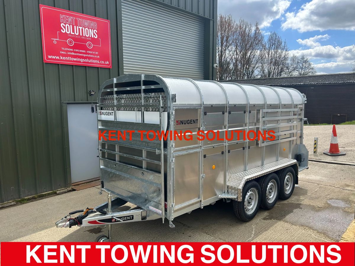 New Nugent L4318T 14ftx6ft Livestock Sheep Cattle Trailer + Fold Up ...