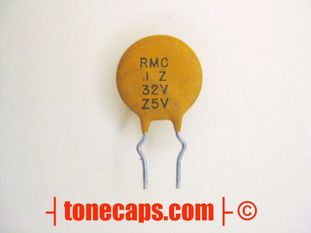 RMC .1 uF 32V .1Z Z5V Ceramic Disc Capacitor Dime Cap, 1970s Vintage