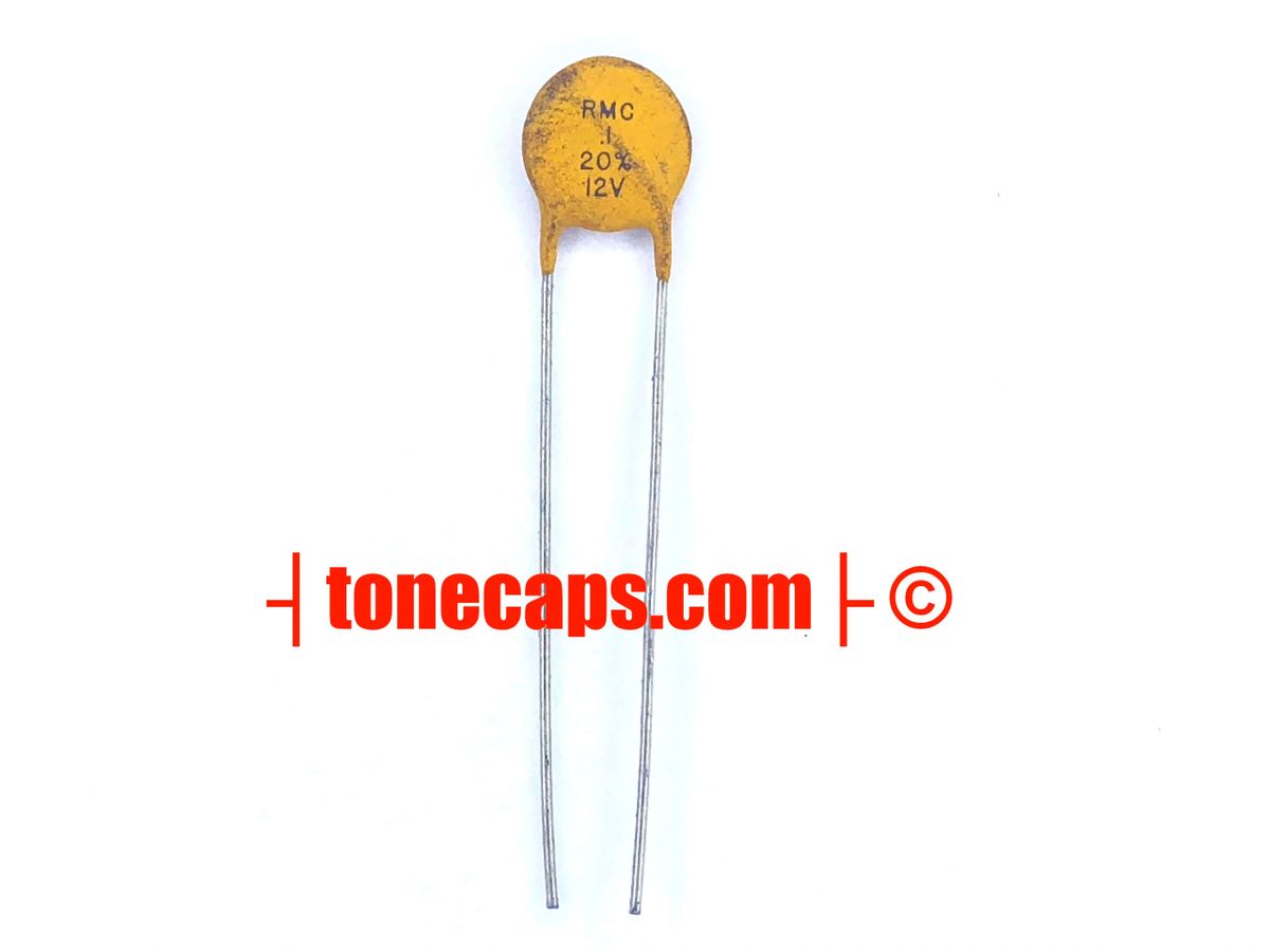 RMC .1 uF 12V 20% Ceramic Capacitor Dime Cap, 1970s Vintage
