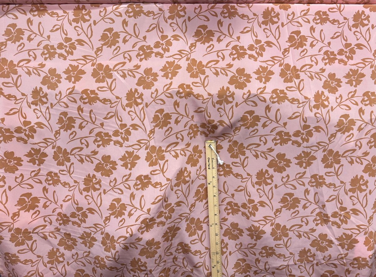 Printed Silk Crepe De Chine Pink With Flowers
