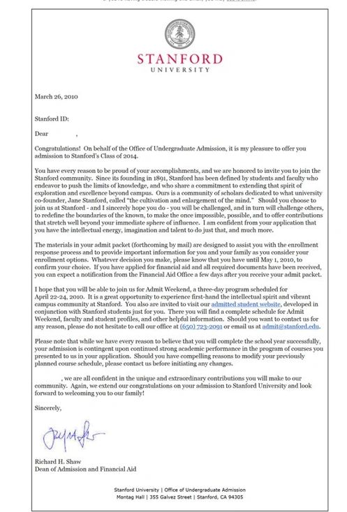 College Acceptance Letters Explained....