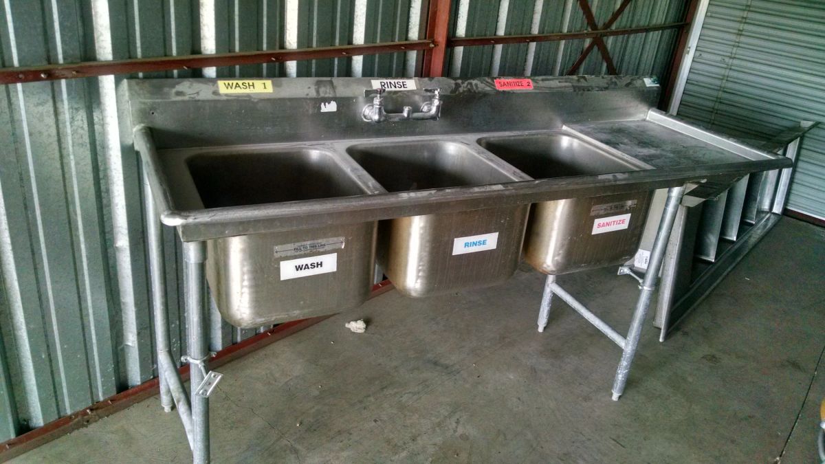 stainless steel tables and sinks