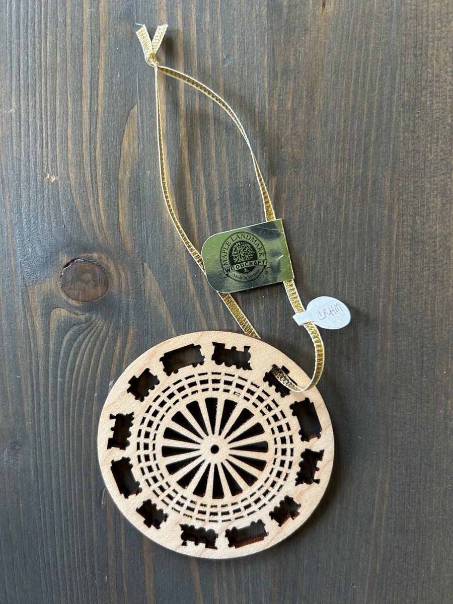 Wooden Train Wheel Ornament