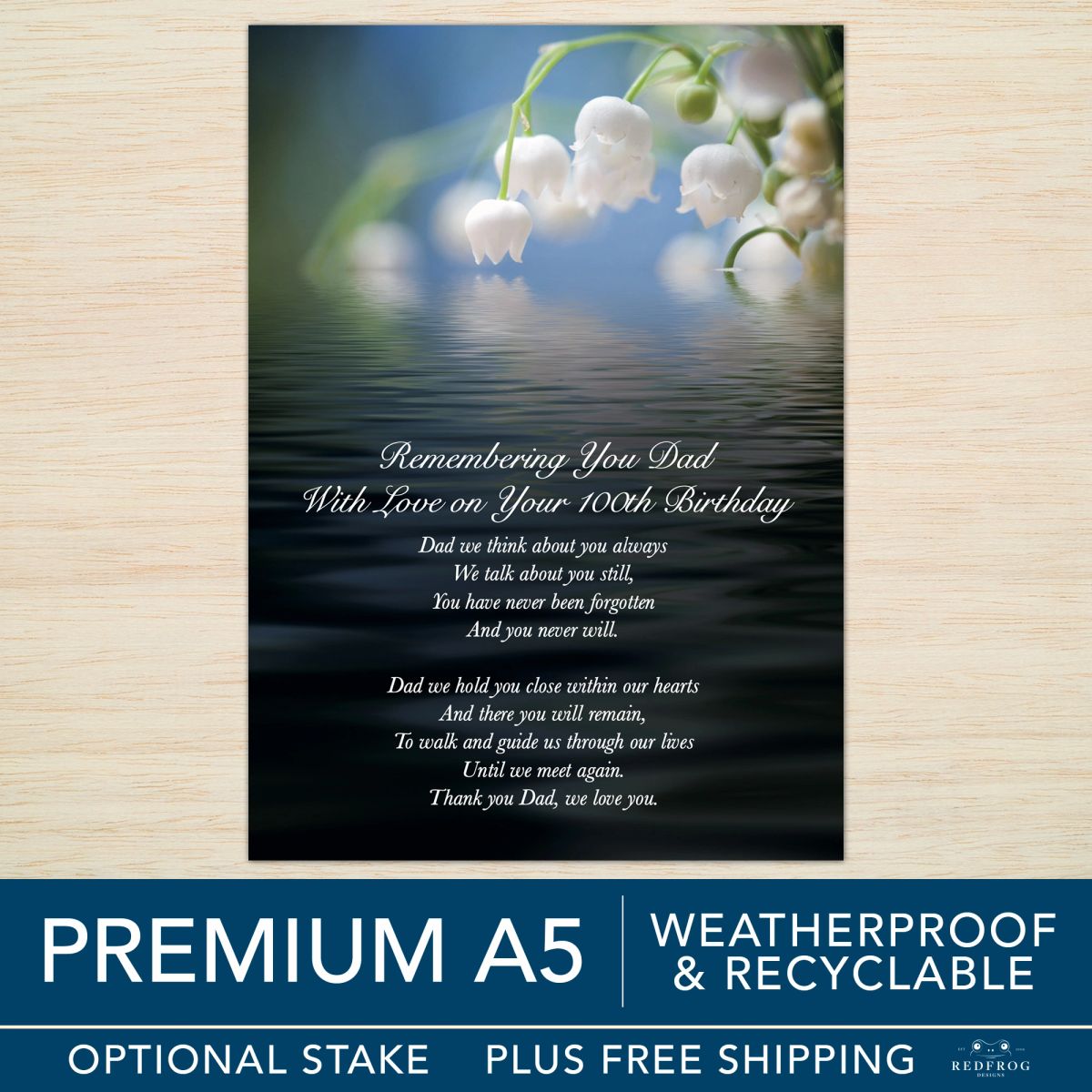 Dad 100th Birthday Memorial Grave Card | 100th Memorial Birthday Card ...
