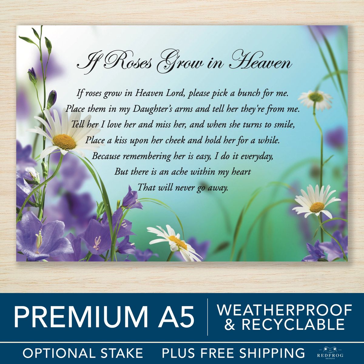 Daughter Memorial Grave Card Daughter in Heaven Birthday Memorial Card ...