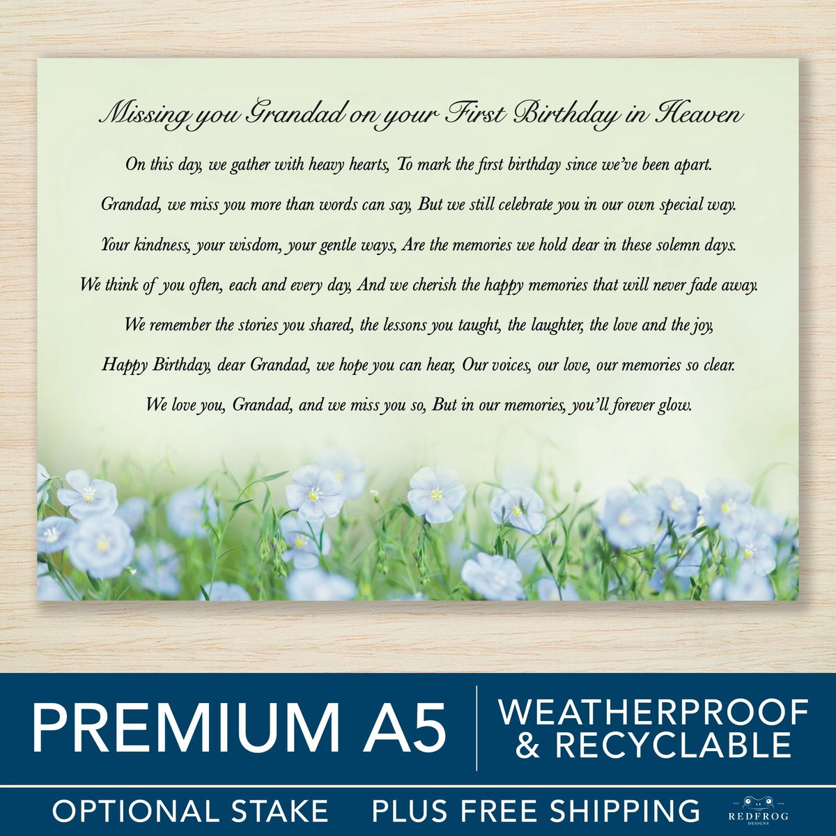 Grandad First Birthday Memorial Grave Card Grandad 1st Birthday in ...