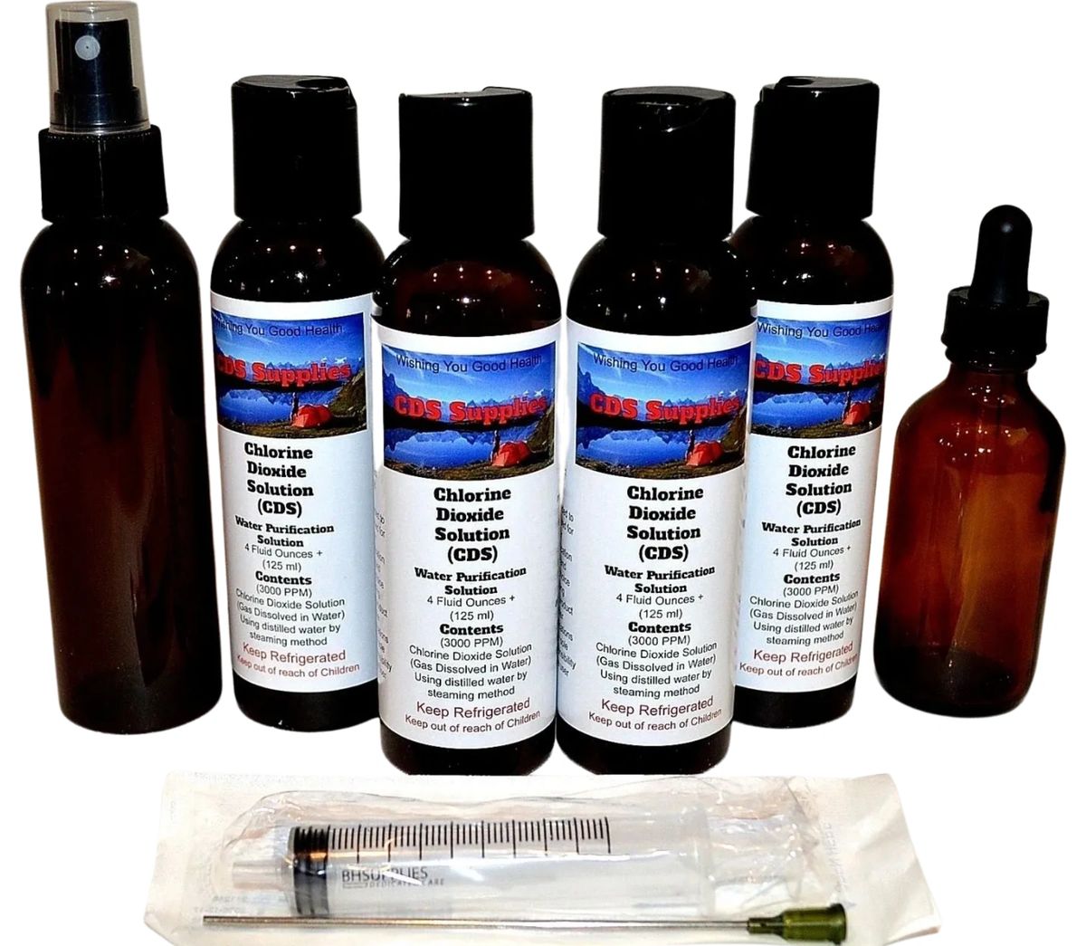 Chlorine Dioxide Solution CDS4-K (3000 ppm) - (4) 4 oz Bottles (16 oz ...