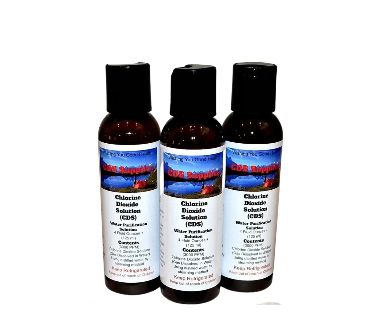 Chlorine Dioxide Solution CDS3 (3000 ppm) 0.3% (3) 4 oz Bottles (12 oz ...