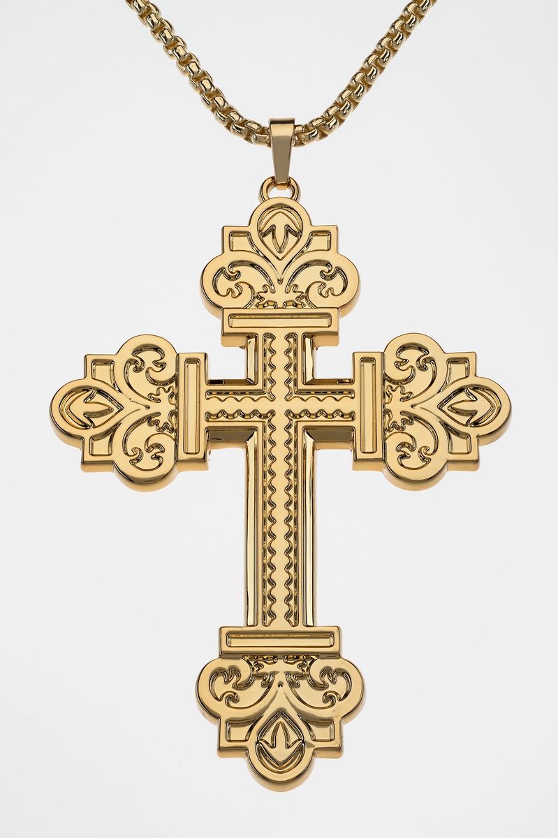 Cross: Large Scrolled Design Gold or Silver Plated Cross