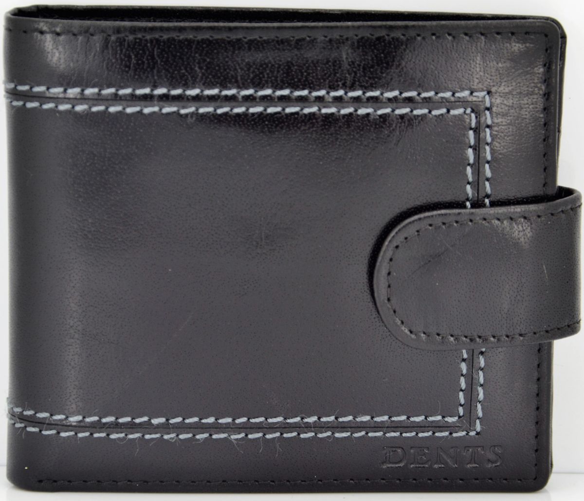 Dents Luxury Black Leather Billfold Wallet - Pure Gloss finish Pebble ...