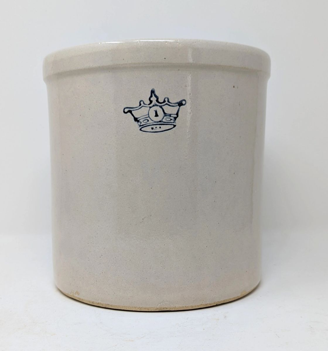 Antique 1800s Ransbottom 1 Gallon Crock with Crown Stamp