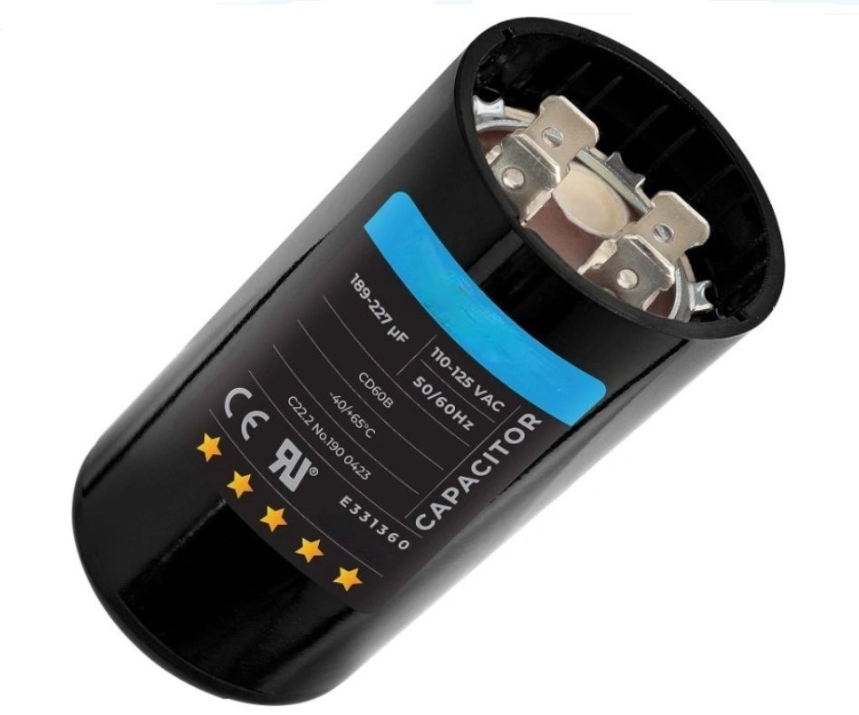 Replacement Motor Start Capacitor 189-227 MFD uF 125VAC US Style Round ...