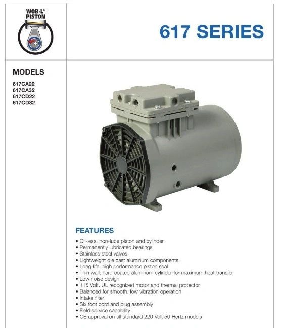 NEW Thomas Compressor Vacuum Veneer 1/8 hp 26.8"hg 115v 50 PSI Piston ...