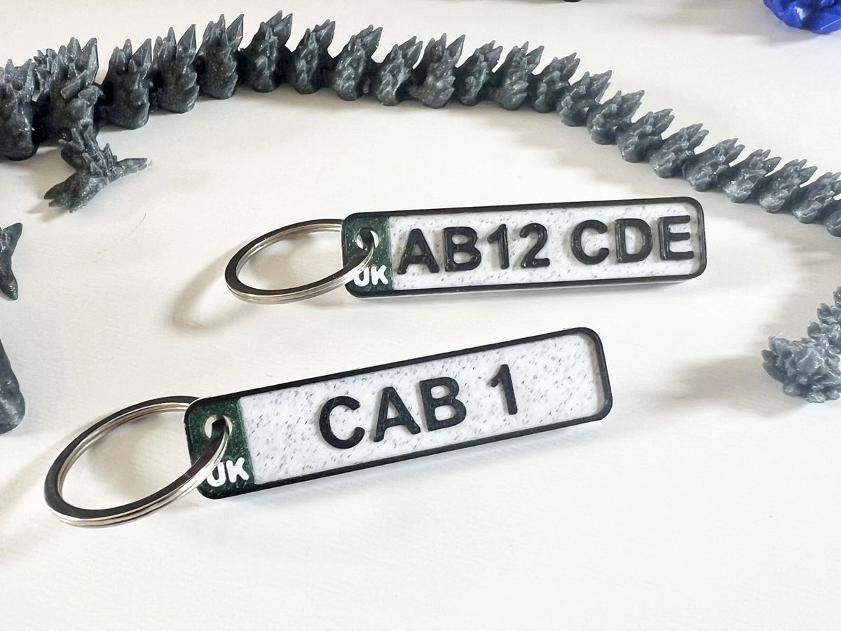 Personalised 3D Printed Number Plate Keyring
