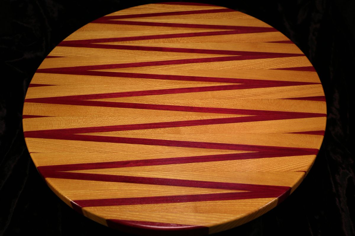Lazy Susan made with Orange Osage & Purpleheart in a Zig Zag pattern