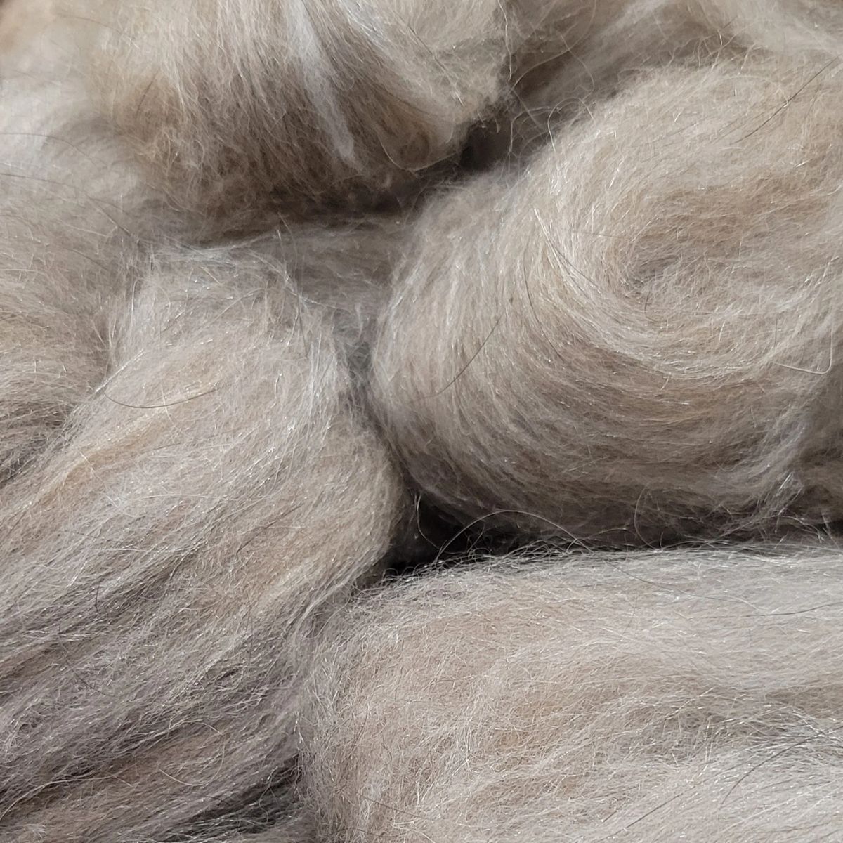 Angora, yak, and silk blend roving