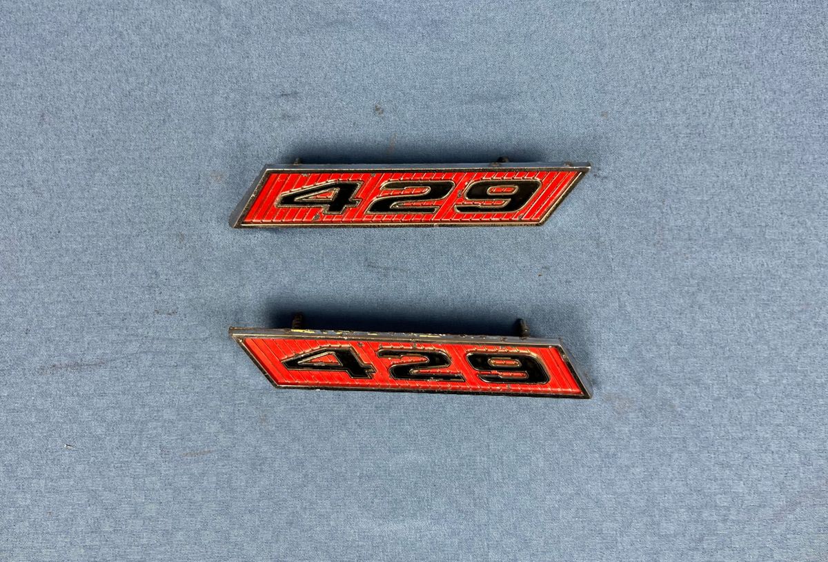 1970-71 Cyclone/Montego 429 engine fender badges NICE