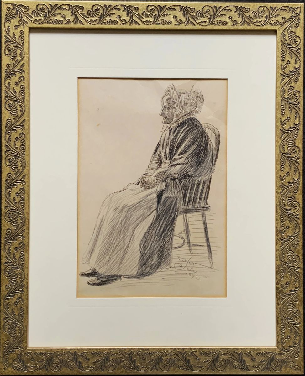 Original 19th Century Victorian Antique Portrait Pencil Sketch Of A ...