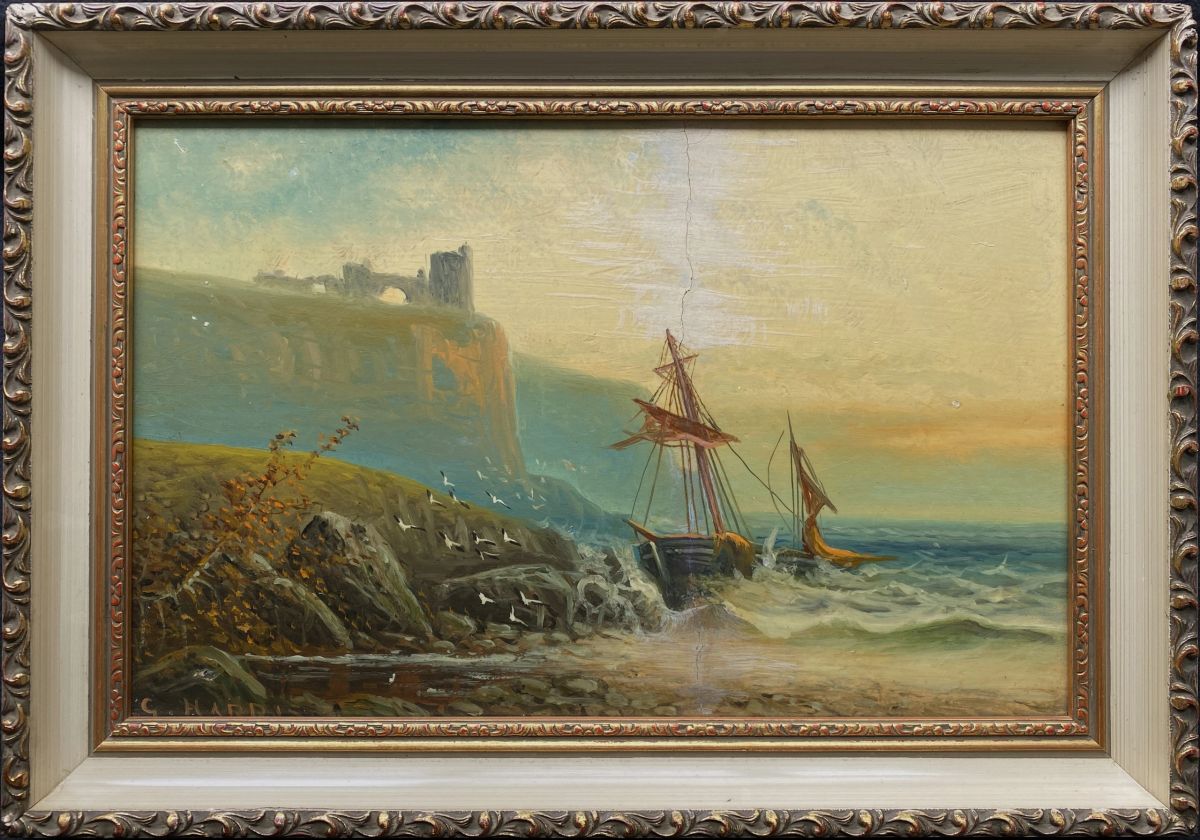 George Frederick Harris (1856-1924) Rough Seas Maritime Seascape Oil ...