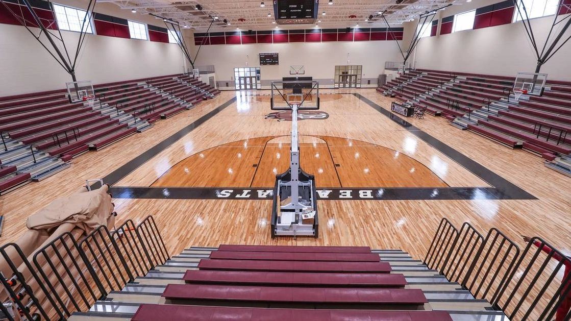 Indoor Basketball Court With Bleachers
