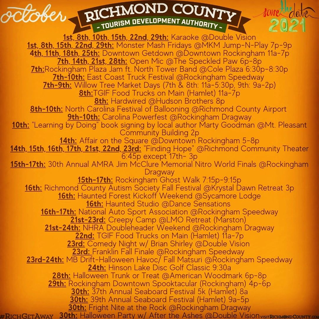 Updated October 2021 Events List