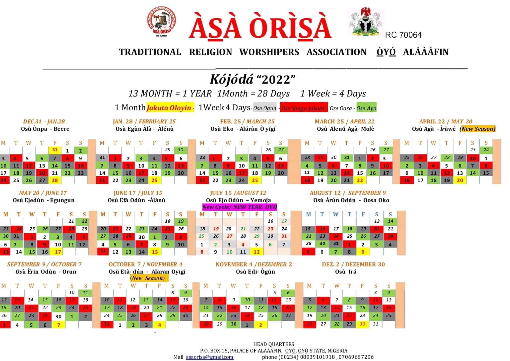 Kójódá (2022) The ancient Yoruba Calendar