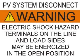 PV System Disconnect Warning- Orange, 4X3