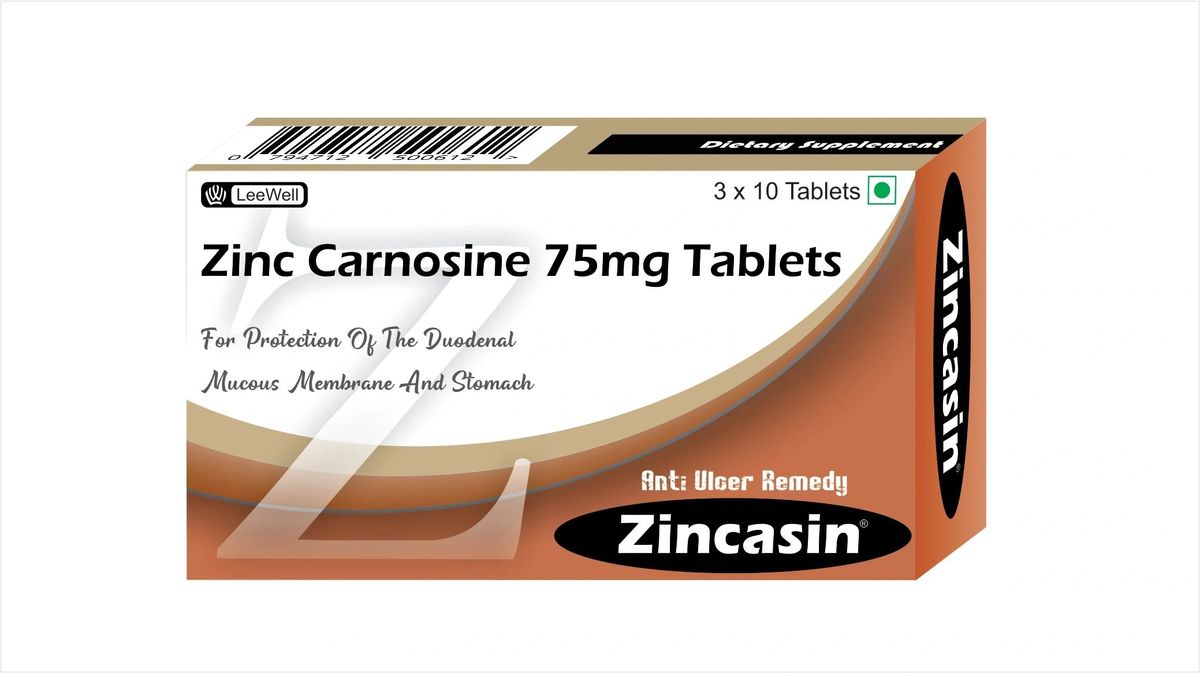 Zincasin with Zinc Carnosine 75 mg tablets 30 tablets Support Stomach ...