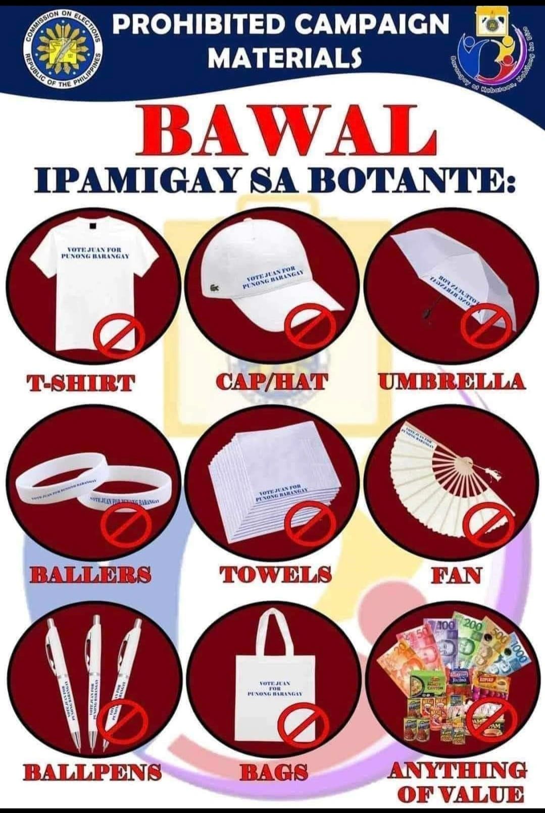 PROHIBITED CAMPAIGN MATERIALS