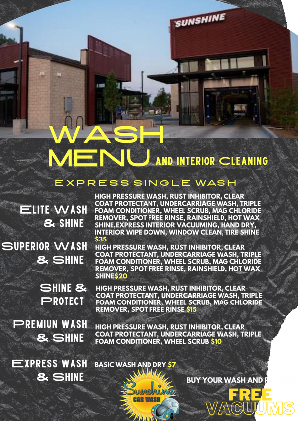 Wash Menu