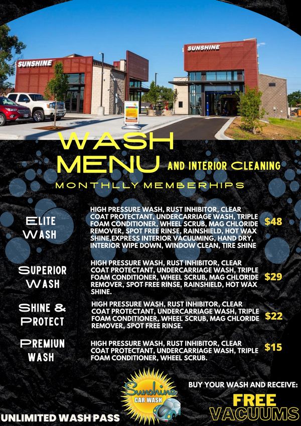 Wash Menu