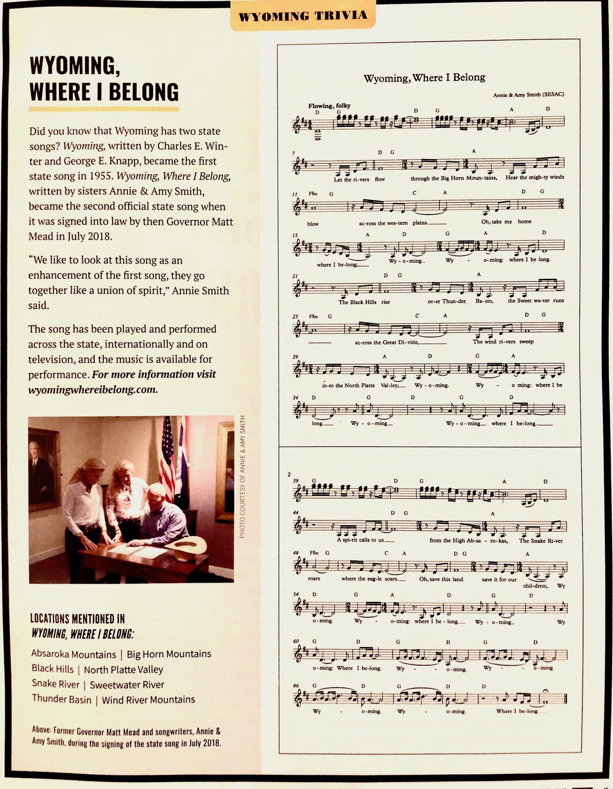 ABOUT US | Wyoming Where I Belong -Official State Song