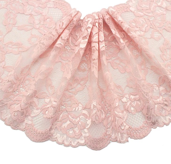 7" Floral Pink Stretch Lace
