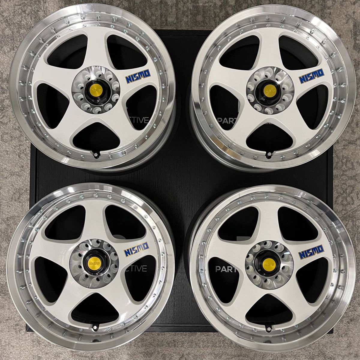 Rays Nismo LMGT2 17" x 9" +23, White Faces, Set of 4 (Sold 1/29/2022)