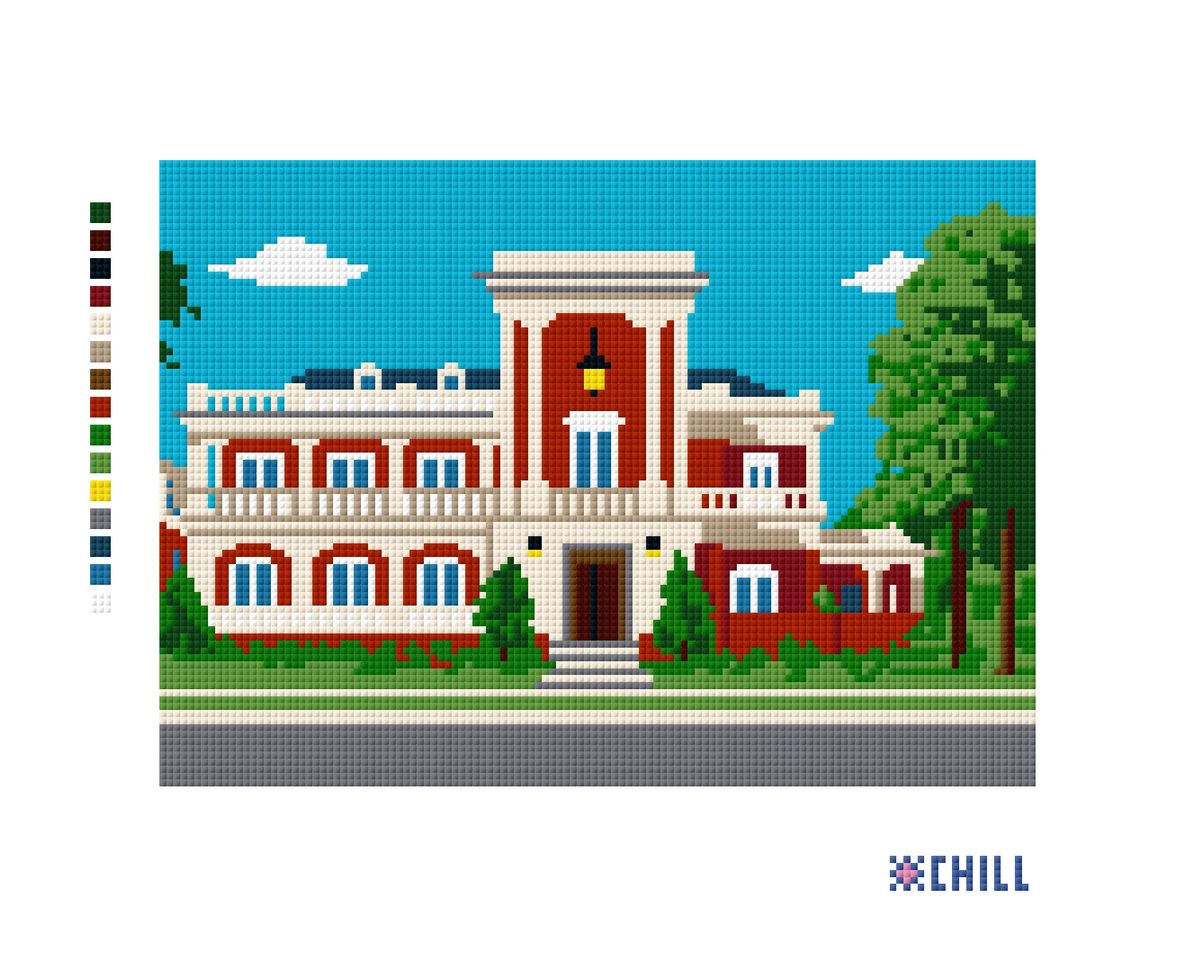Sorority House Needlepoint Canvas — Red Brick Greek Row Landmark Design ...