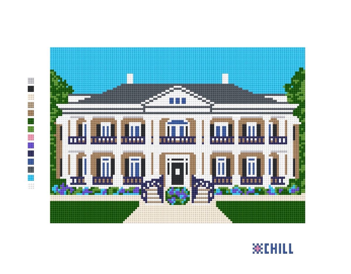 Greek Row House Needlepoint Canvas – Tuscaloosa Sorority Stitch – Big ...