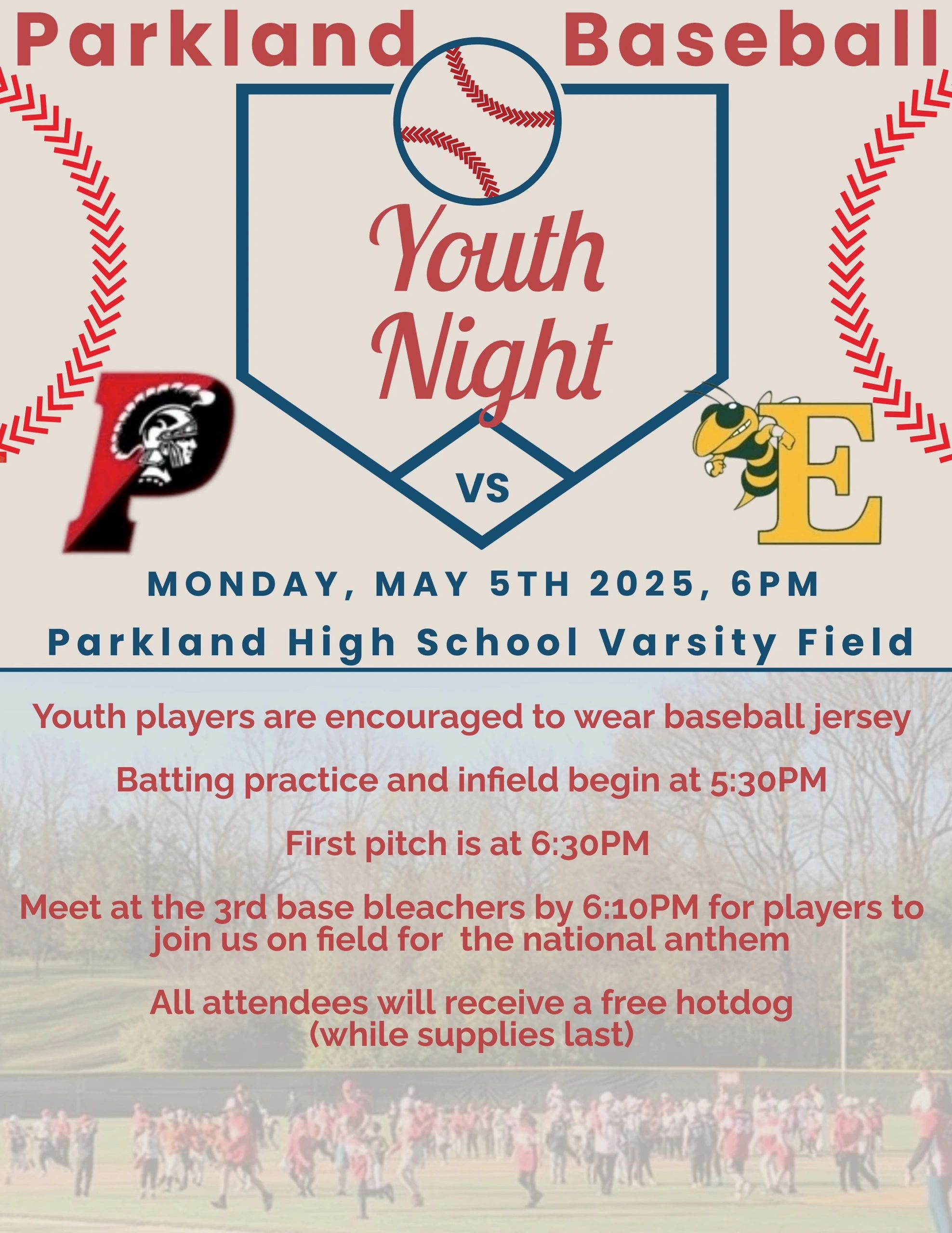 Parkland Baseball Youth Night - May 5th vs. Emmaus