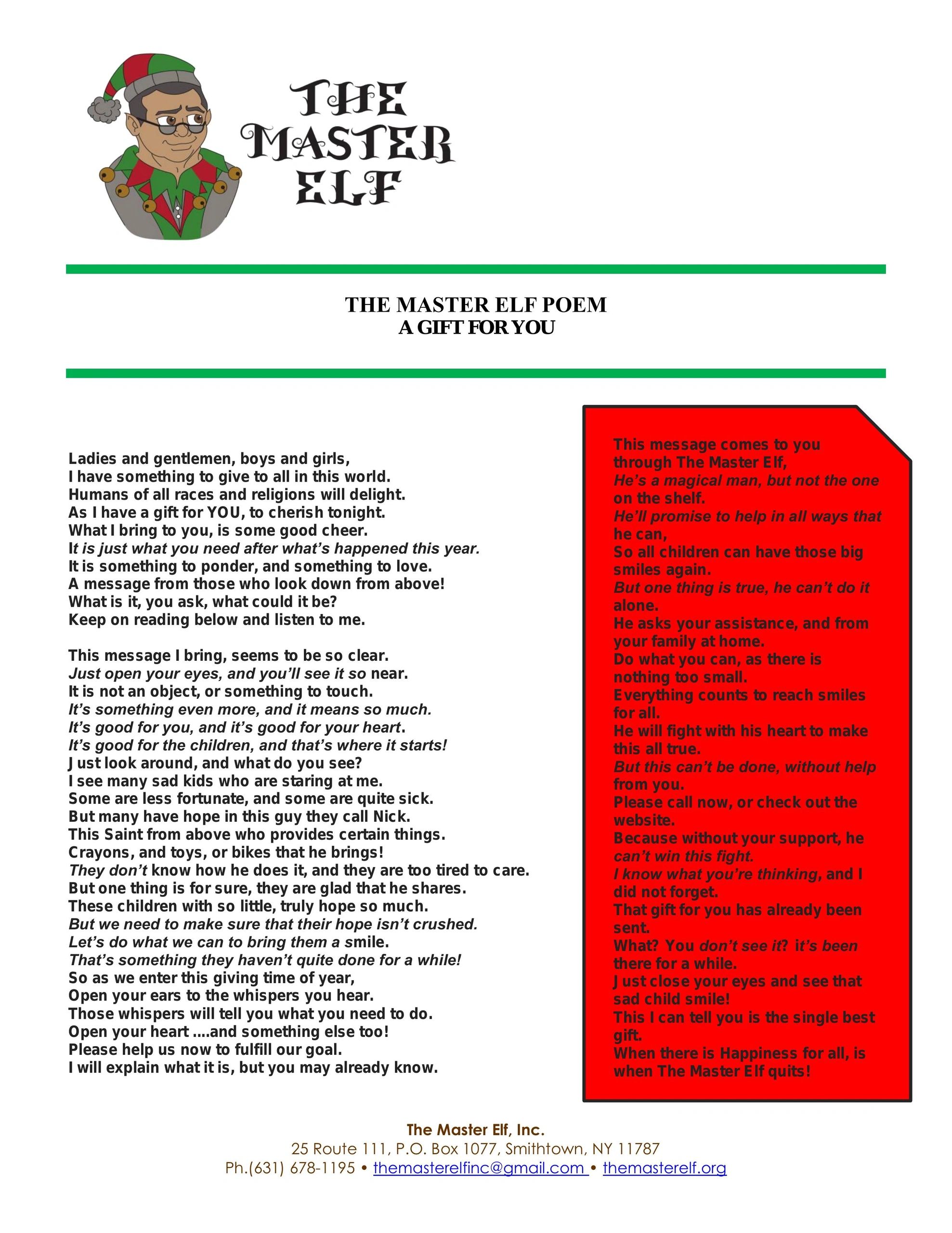 The Master Elf Poem