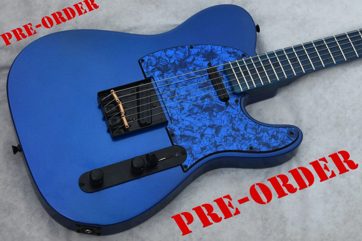 Custom Telecaster HH 2024 Black on Metallic Blue Hot Rails 4 Way Switch