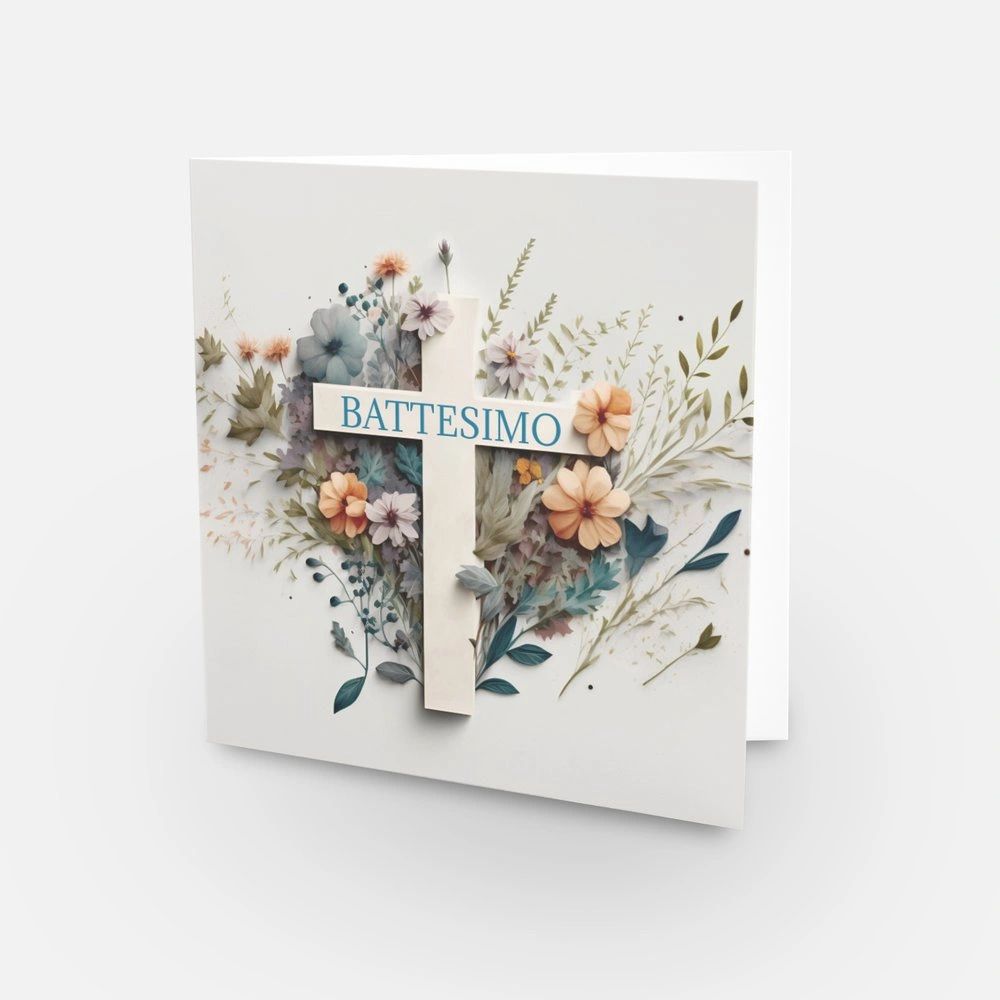Battesimo Italian Greeting Card - Baptism Card