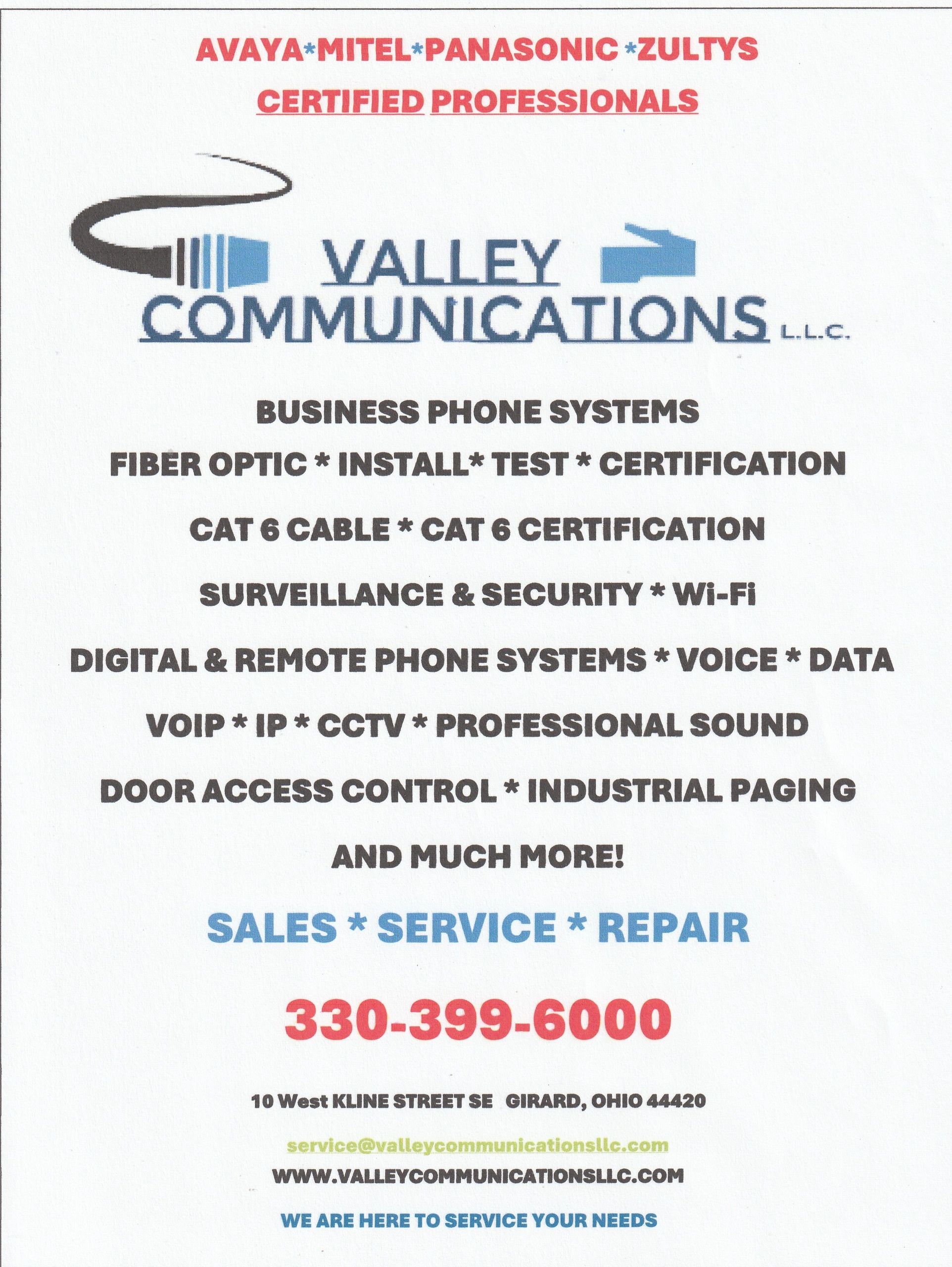Telecommunications Contractors - Valley Communications llc