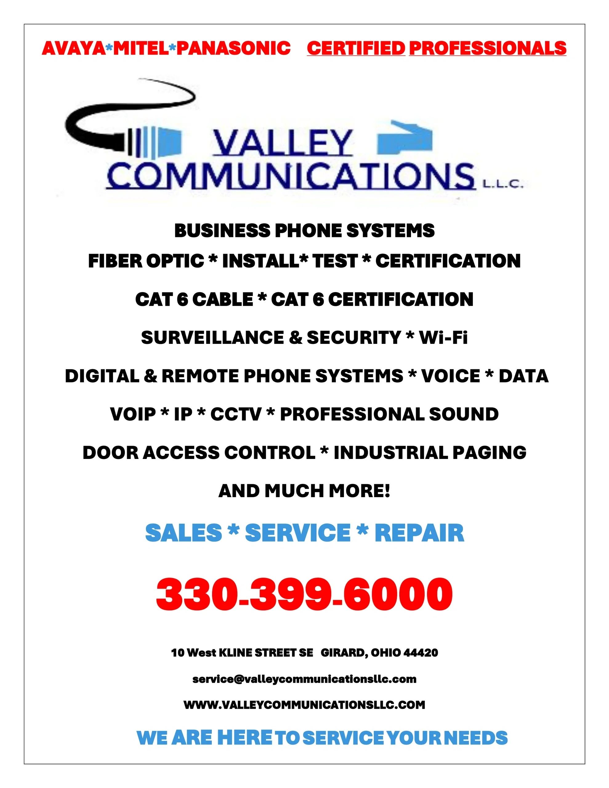 WELCOME [valleycommunicationsllc.com]