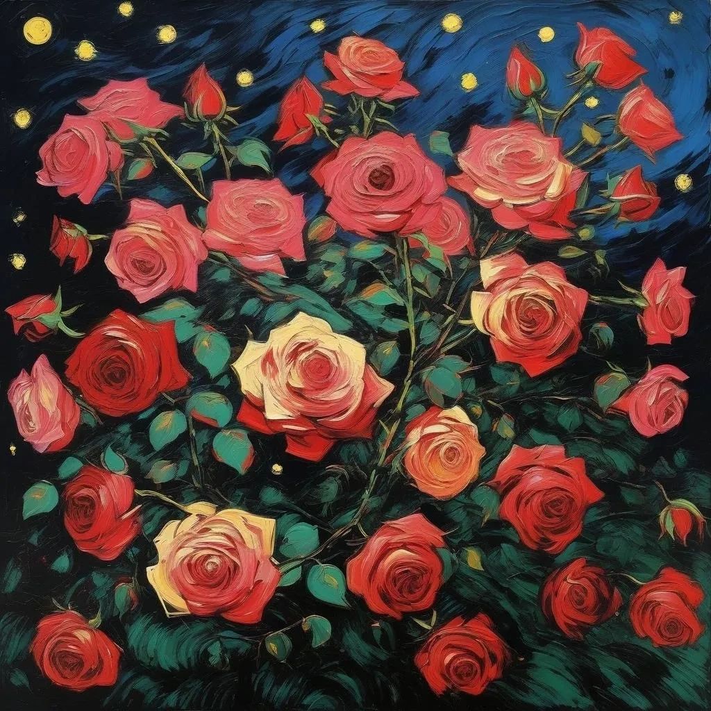 Roses Starry Night II Signed Limited Edition Print