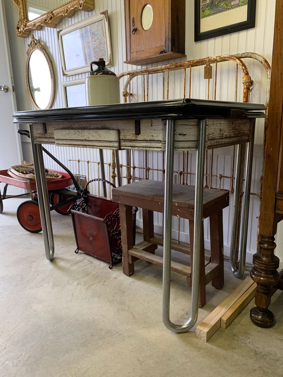Vintage Enamel Top Table